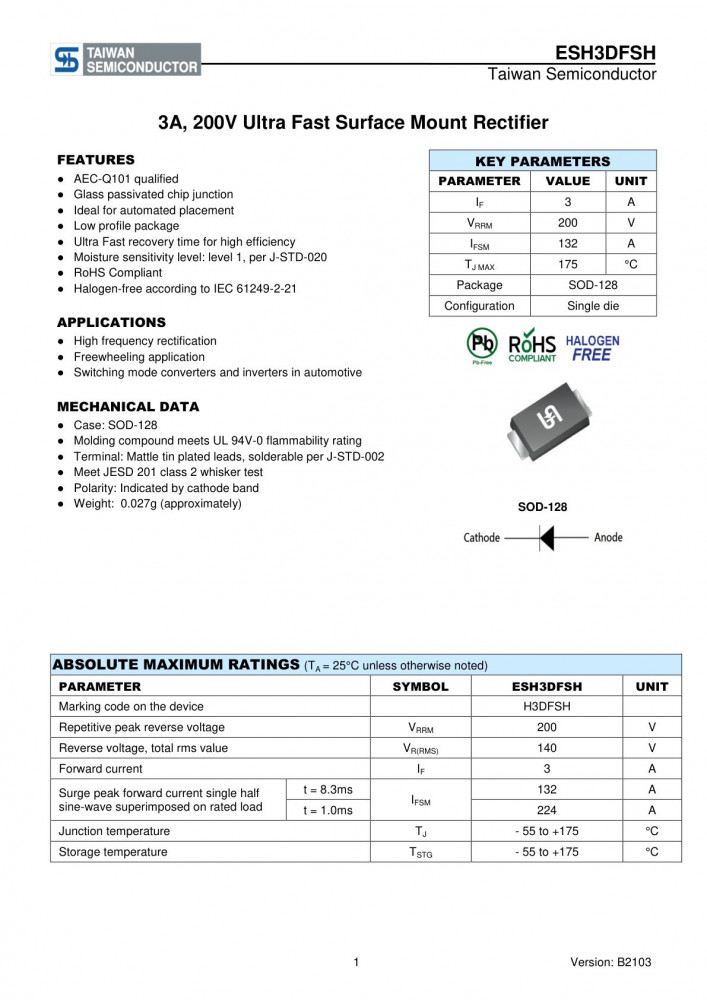 ESH3DFSH datasheet page 1