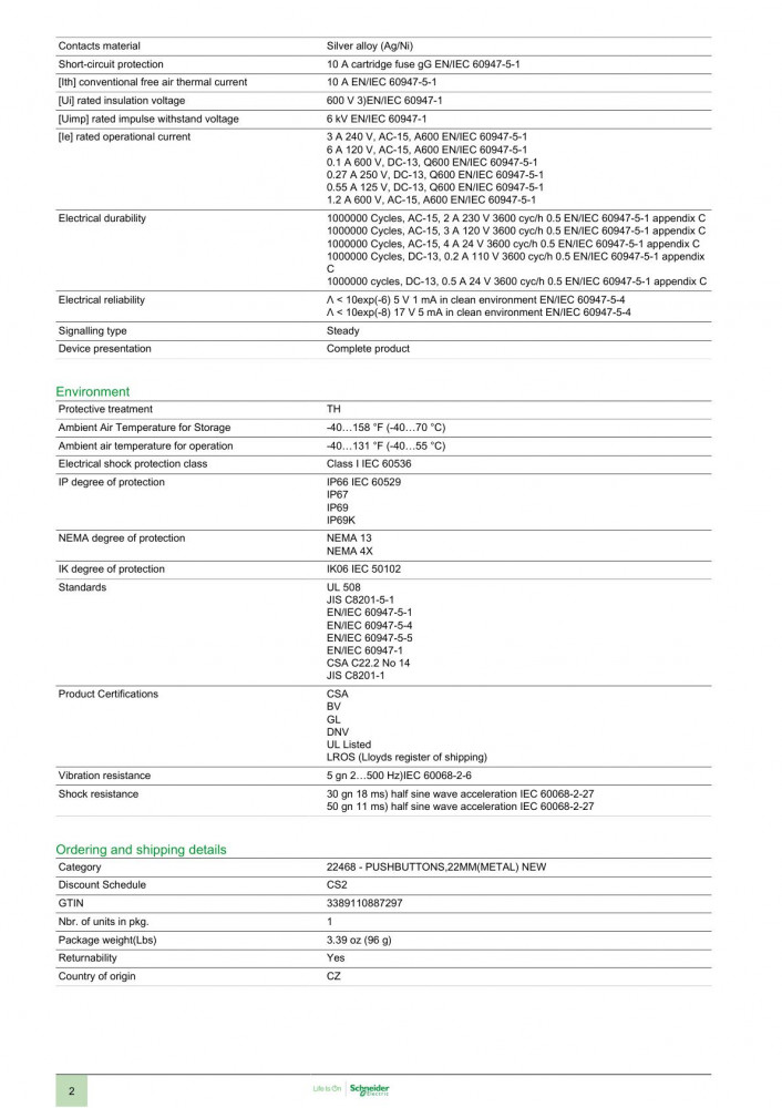 XB4BW3365 technical document page 2