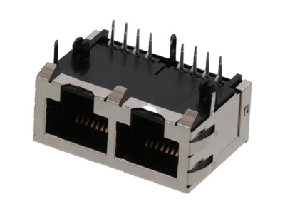Modular Jack, Right-Angle, Low Profile, 8/8, 4 Ports