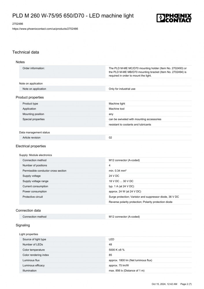 Phoenix Contact 2702486 technical document page 2