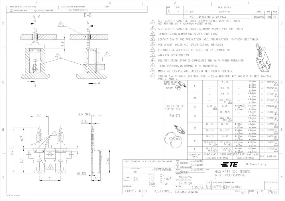 TE Connectivity 1247000-2 technical drawing preview