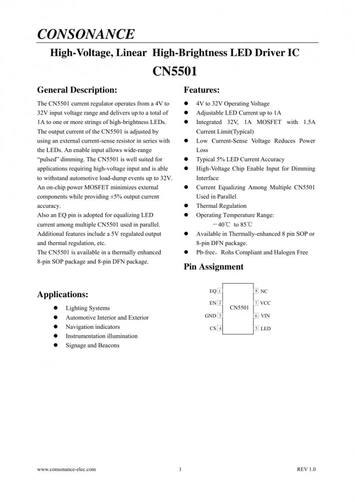 CN5501 datasheet page 1