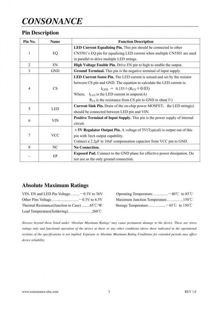 CN5501 datasheet page 3