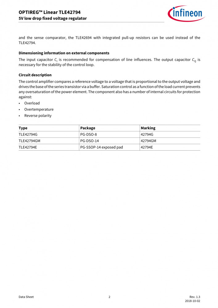 TLE42794GM datasheet page 2