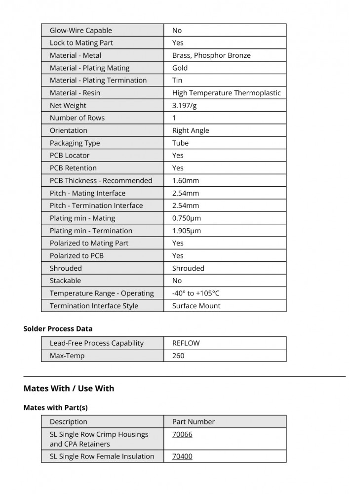 MOLEX SL product specification page 3