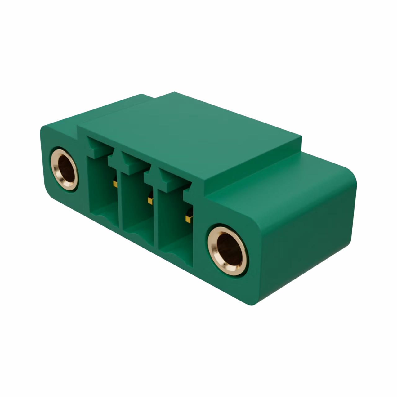 3.50mm Pitch Eurostyle Right-Angle PCB Header, with Threaded Retention Inserts, Green Housing, Gold (Au) Plated, 3 Circuits for sale
