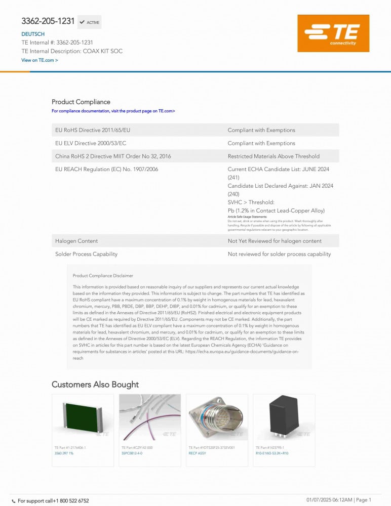 3362-205-1231 technical document page 1