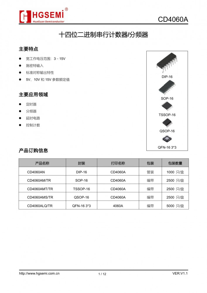 CD4060AM/TR technical document page 1