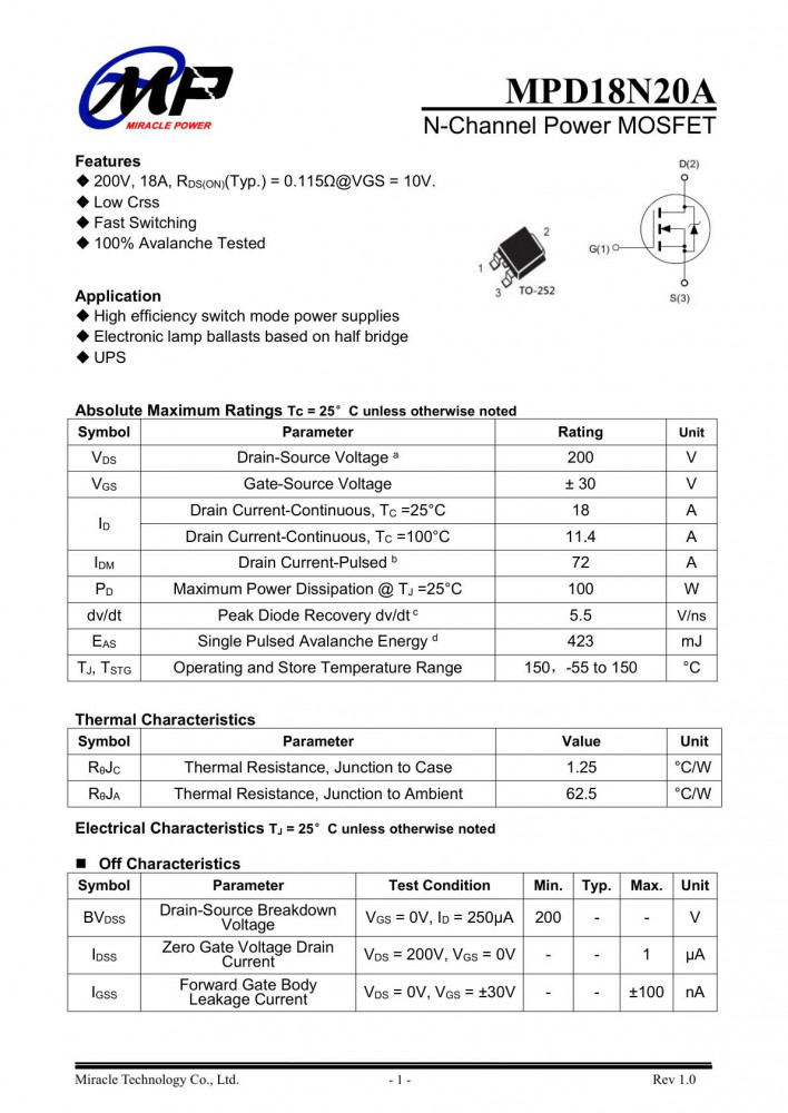 MPD18N20A datasheet page 1