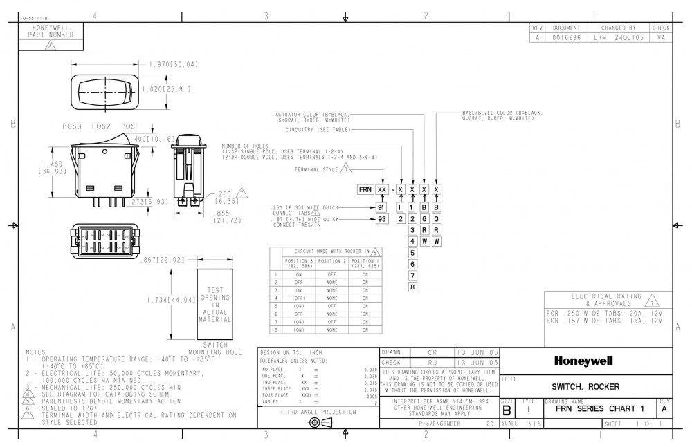 Honeywell FRN91-14BB technical drawing preview