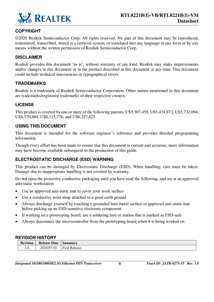 RTL8221B datasheet page 2