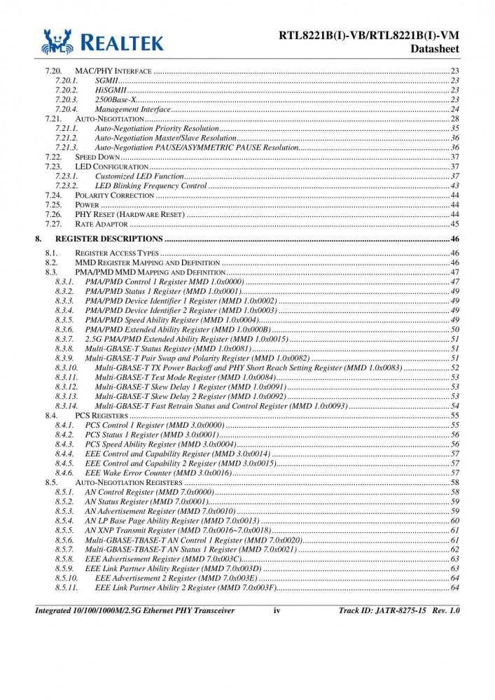 RTL8221B datasheet page 4