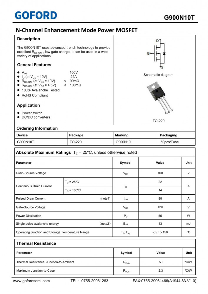 G900N10T datasheet page 1