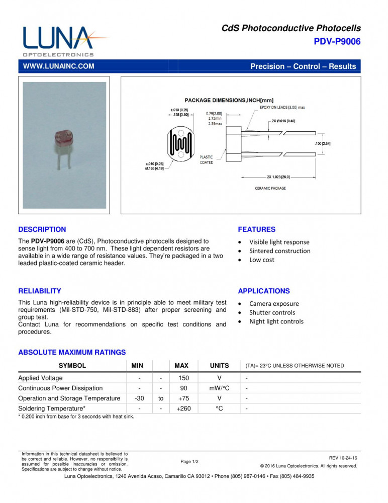 PDV-P9006 technical document page 1