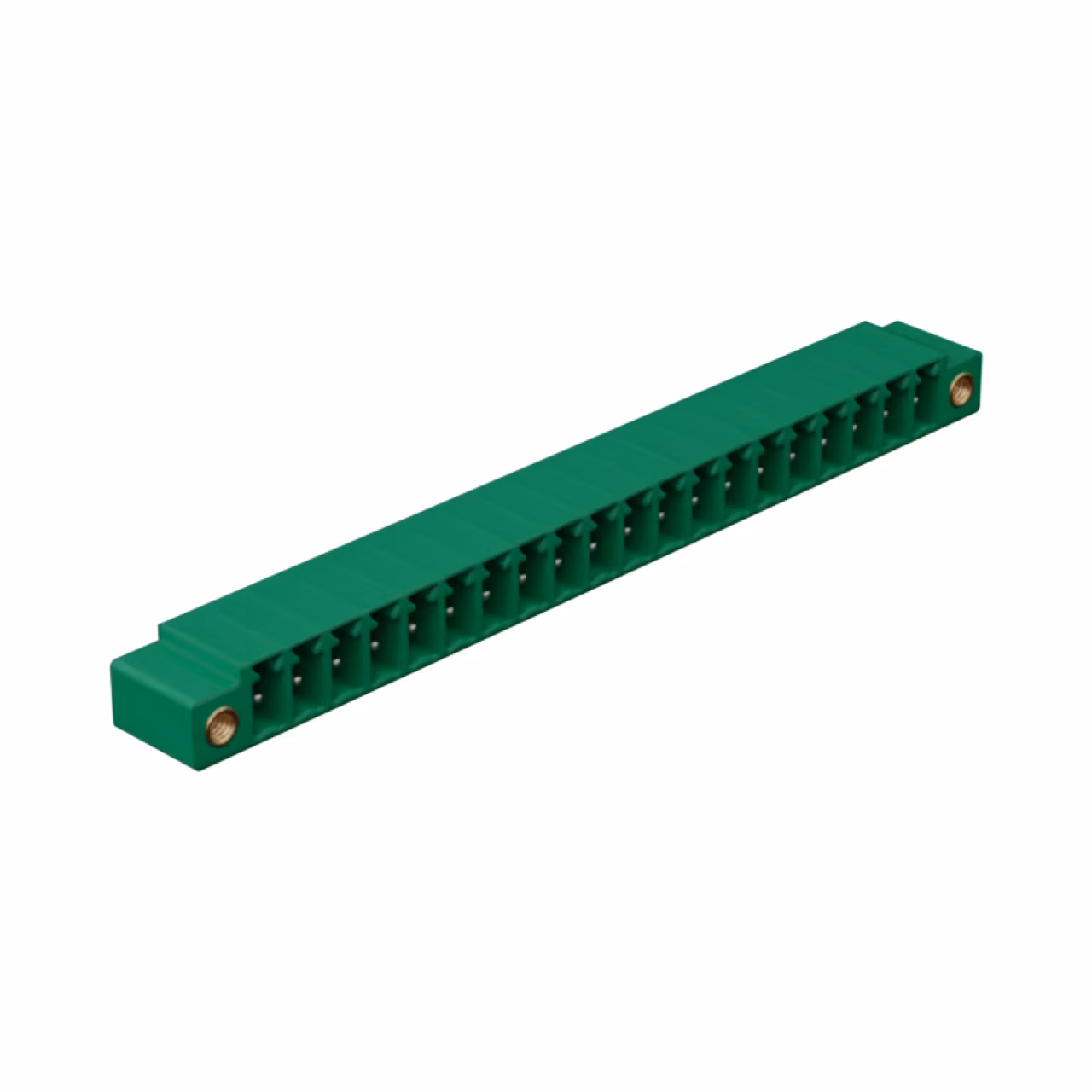 3.81mm Pitch Eurostyle Right-Angle PCB Header, with Threaded Retention Inserts, Green Housing, 20 Circuits for sale