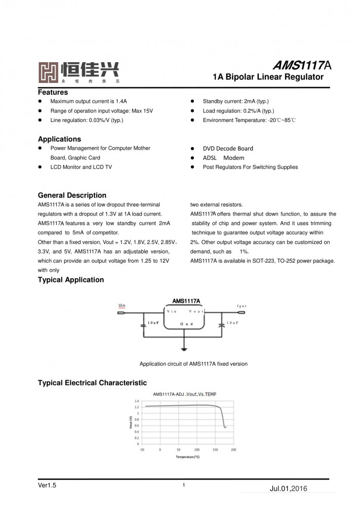 AMS1117A datasheet page 1
