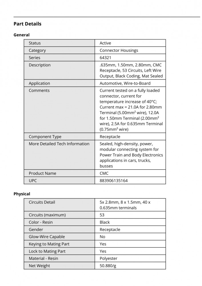 MOLEX 643211011 technical document page 2