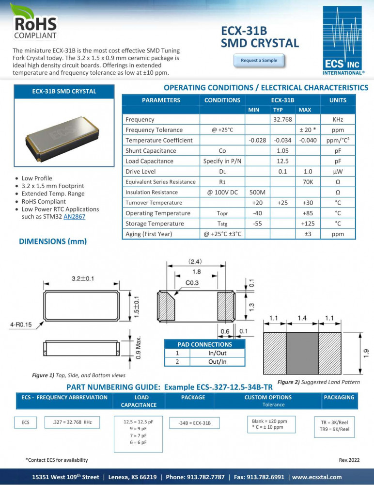 ECS ECX-31B datasheet page 1