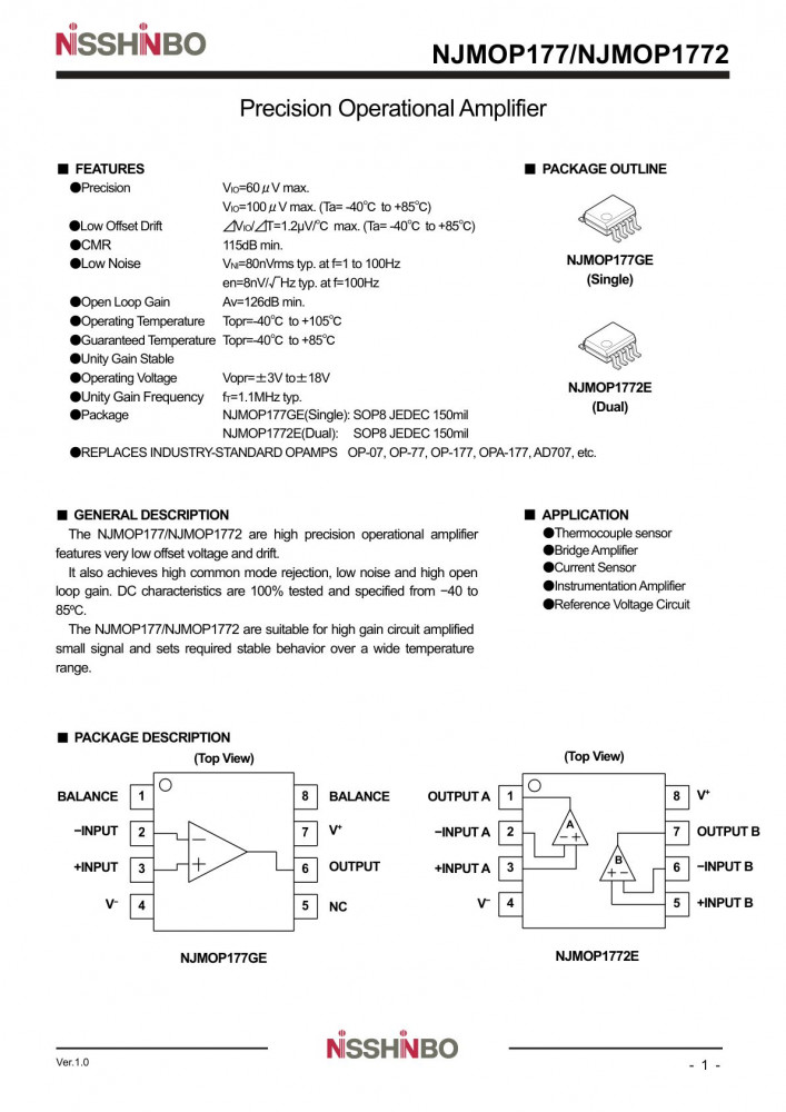 NJMOP177 datasheet preview, page 1
