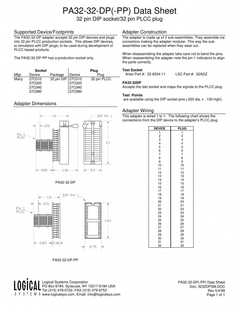 PA32-32-DP product datasheet page