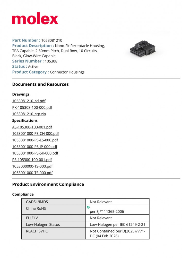 Nano-Fit product specification page 1