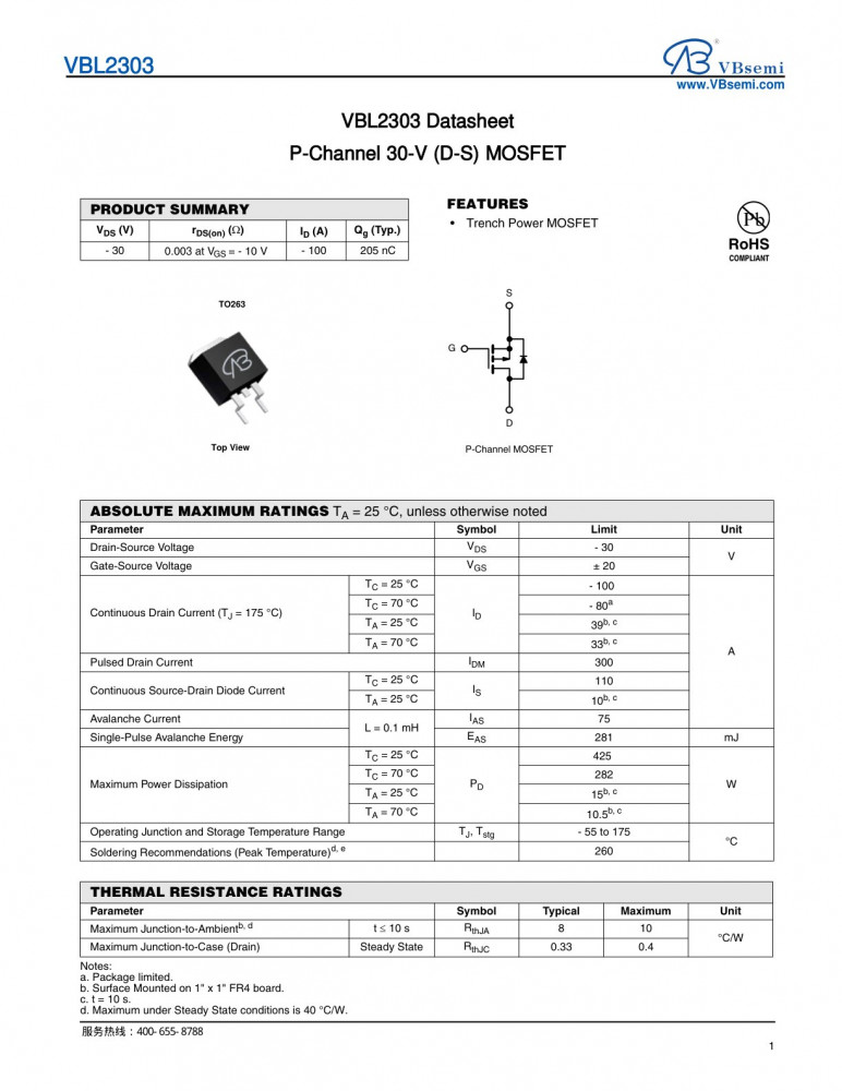VBL2303 datasheet page 1