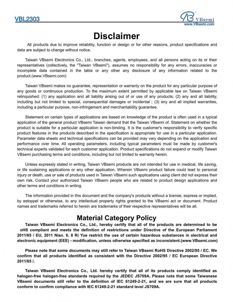VBL2303 datasheet page 7