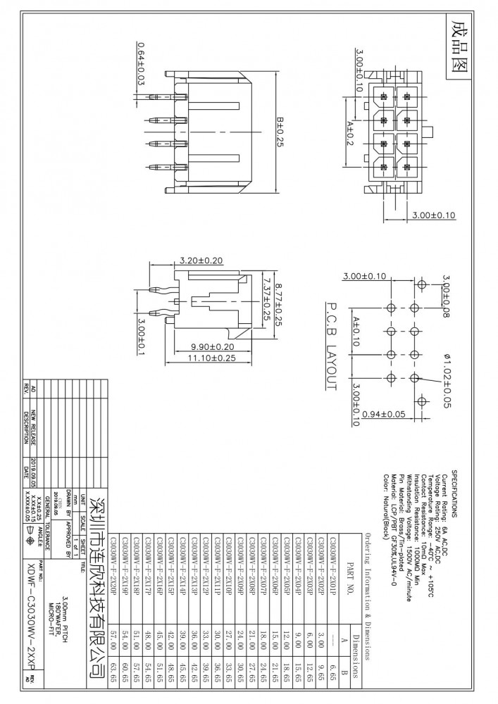 XDWF-C3030WV-2*4P product drawing preview