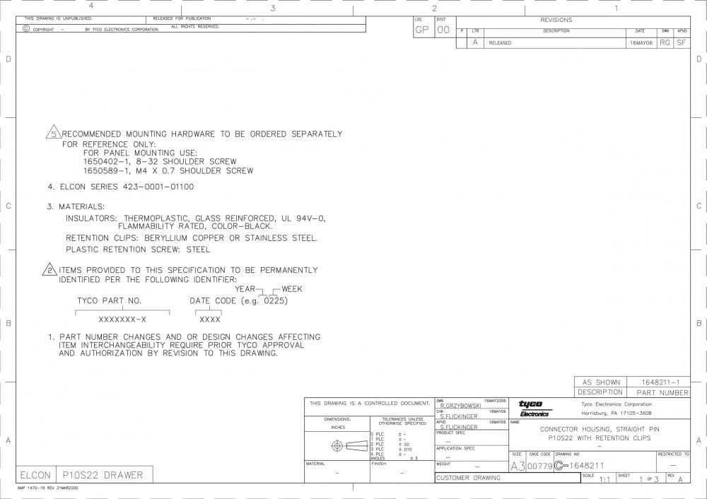 TE Connectivity 1648211-1 drawing page 1