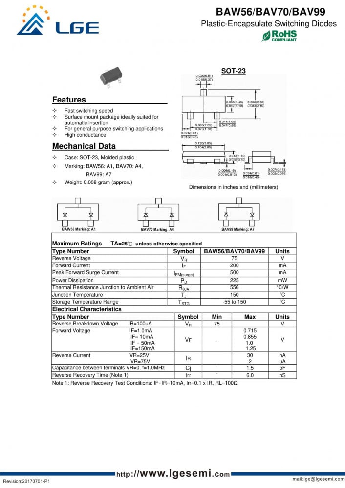 LGE BAW56 datasheet page 1