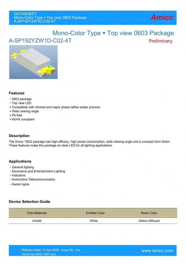A-SP192YZW1D-C02-4T datasheet page 2