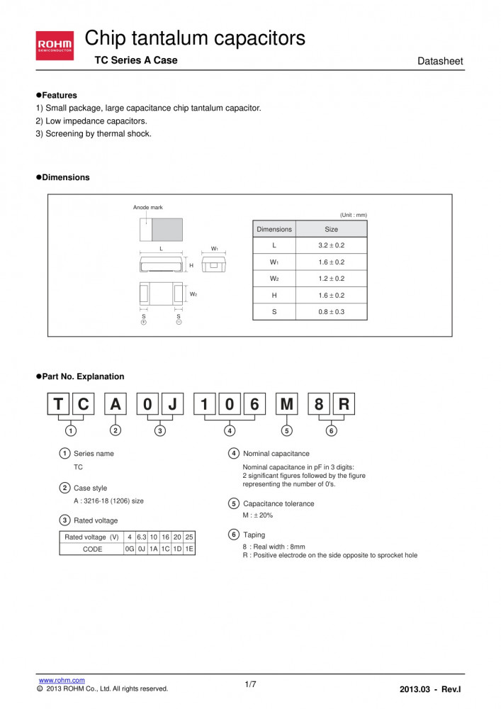ROHM TCA series datasheet page 1