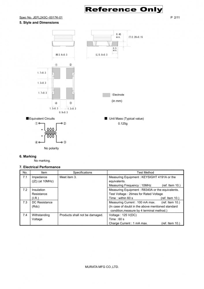 DLW5ATN272SQ2L specification page 2