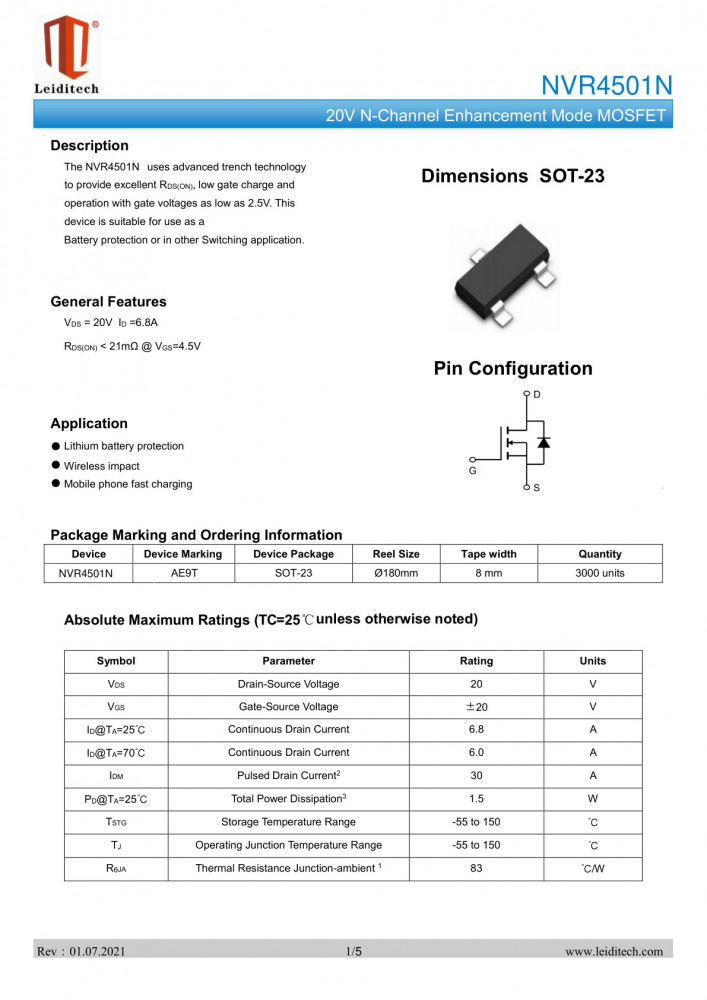 NVR4501N datasheet page 1