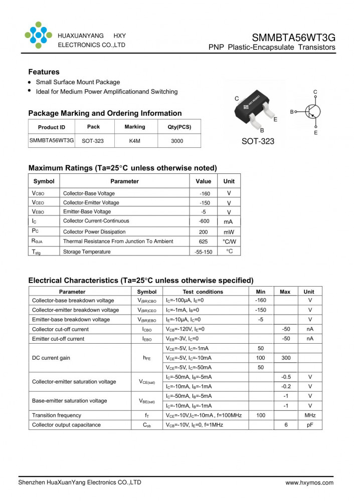 SMMBTA56WT3G-HXY datasheet page 1