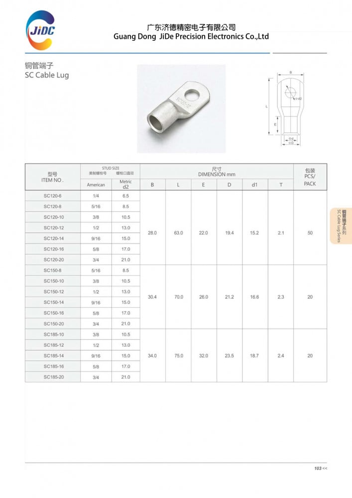 JIDC SC Cable Lug documentation page 5