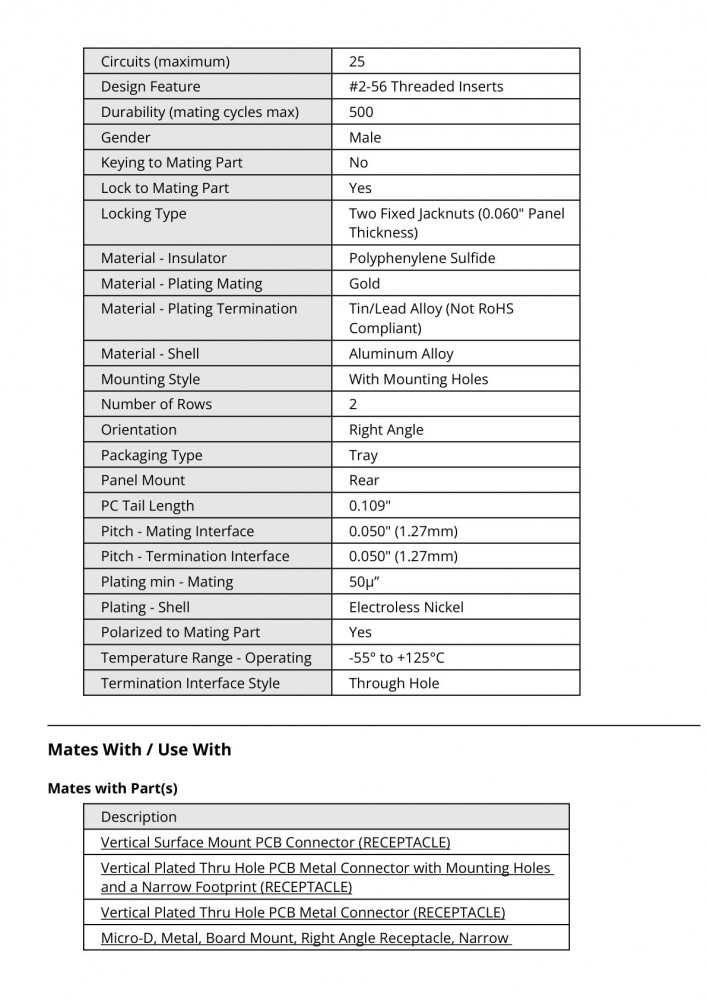 Technical document page 2 for MK-2D2-025-325-260S-0B7