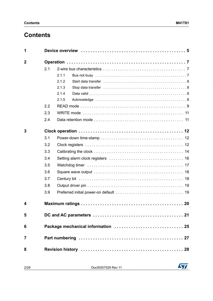 M41T81M6F datasheet page 2