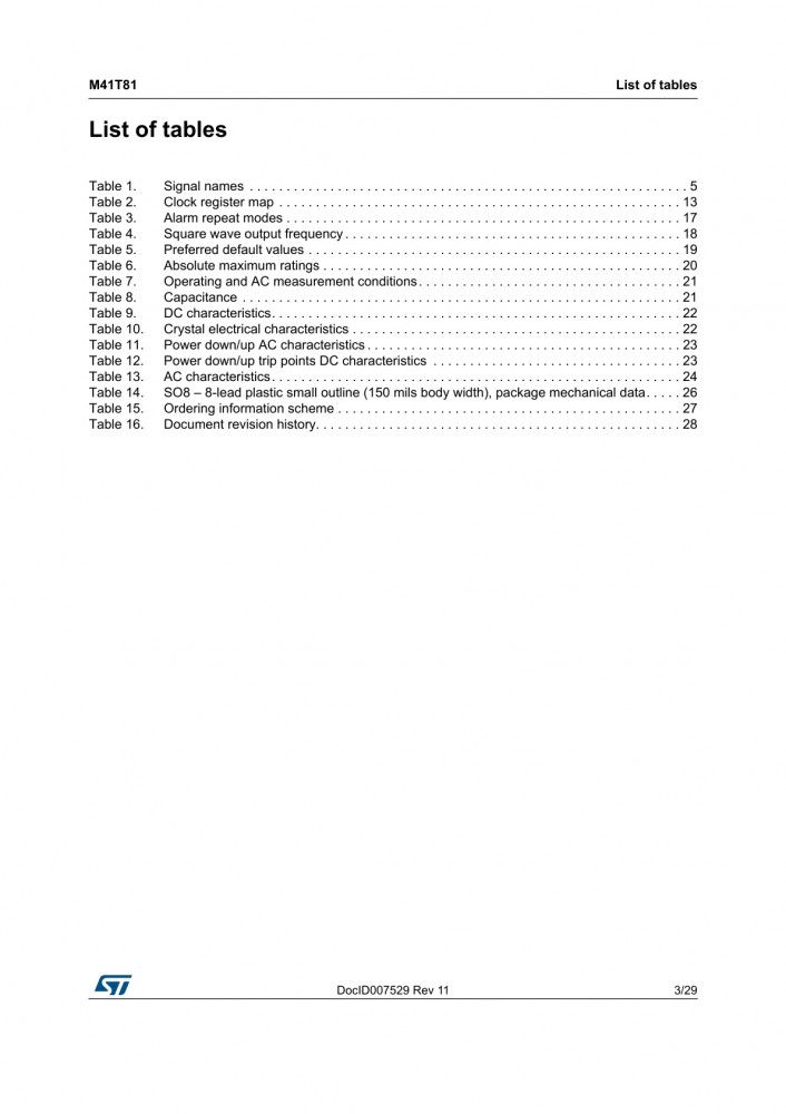 M41T81M6F datasheet page 3