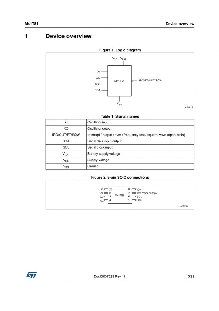 M41T81M6F datasheet page 5