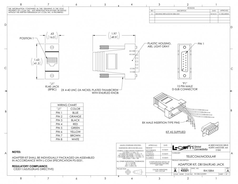 L-com RA158M technical drawing