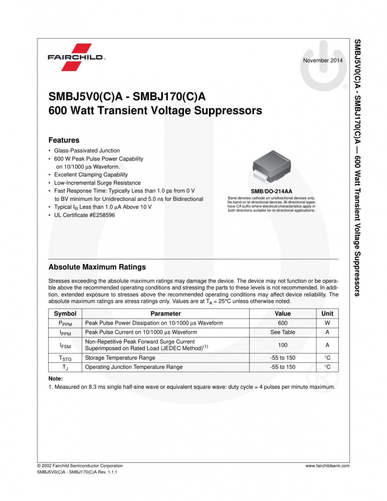SMBJ26CA datasheet page 2