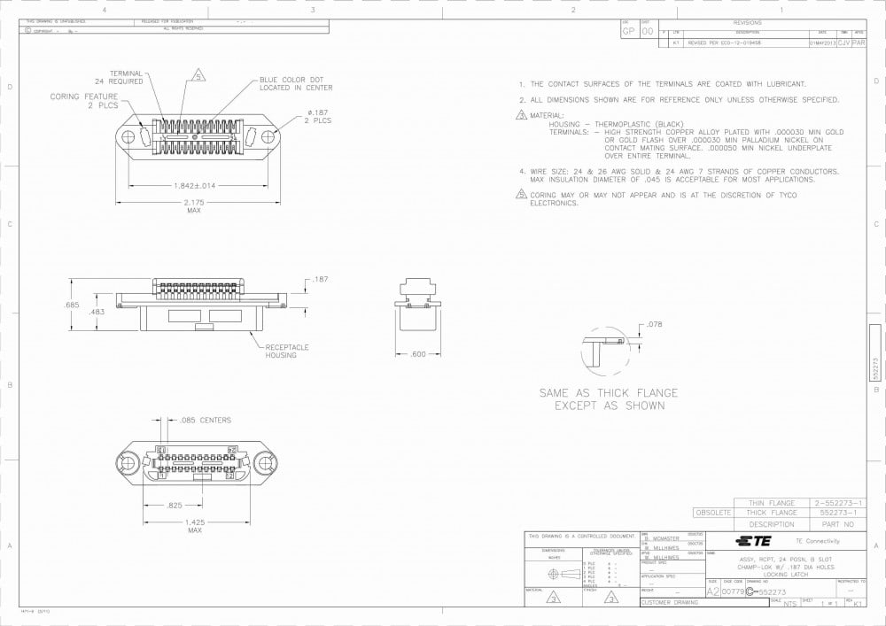 TE Connectivity 2-552273-1 controlled drawing preview