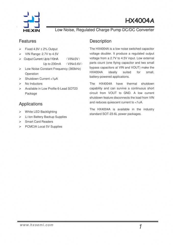 HX4004A-MFC datasheet page 1