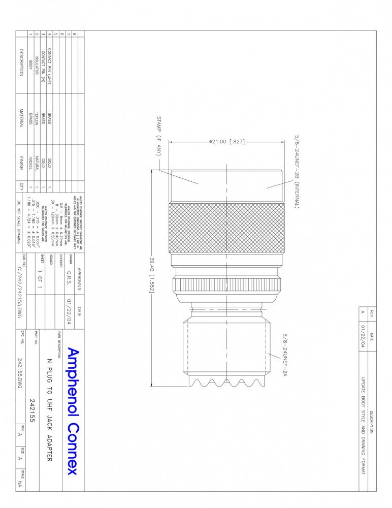 Amphenol 242155 technical drawing