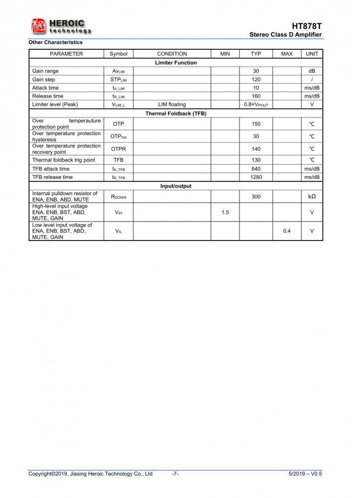 HT878T datasheet page 7