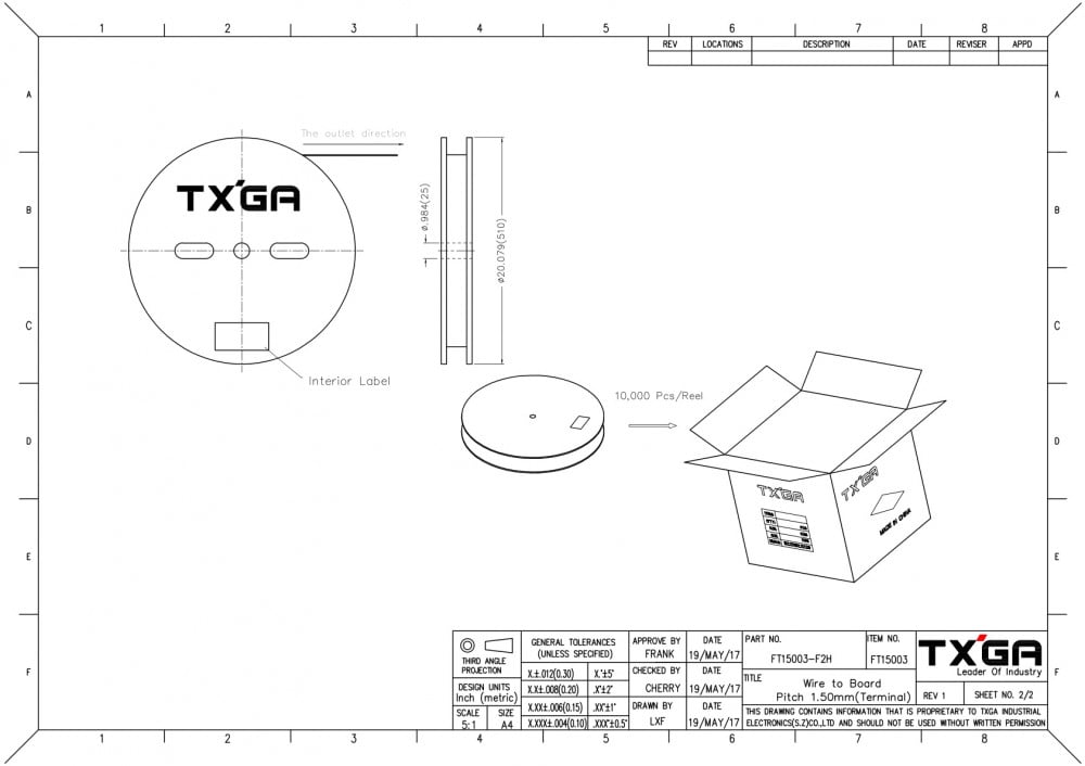 TXGA FT15003-F2H technical document page 2