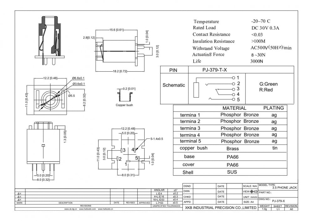 PJ-379 series technical drawing