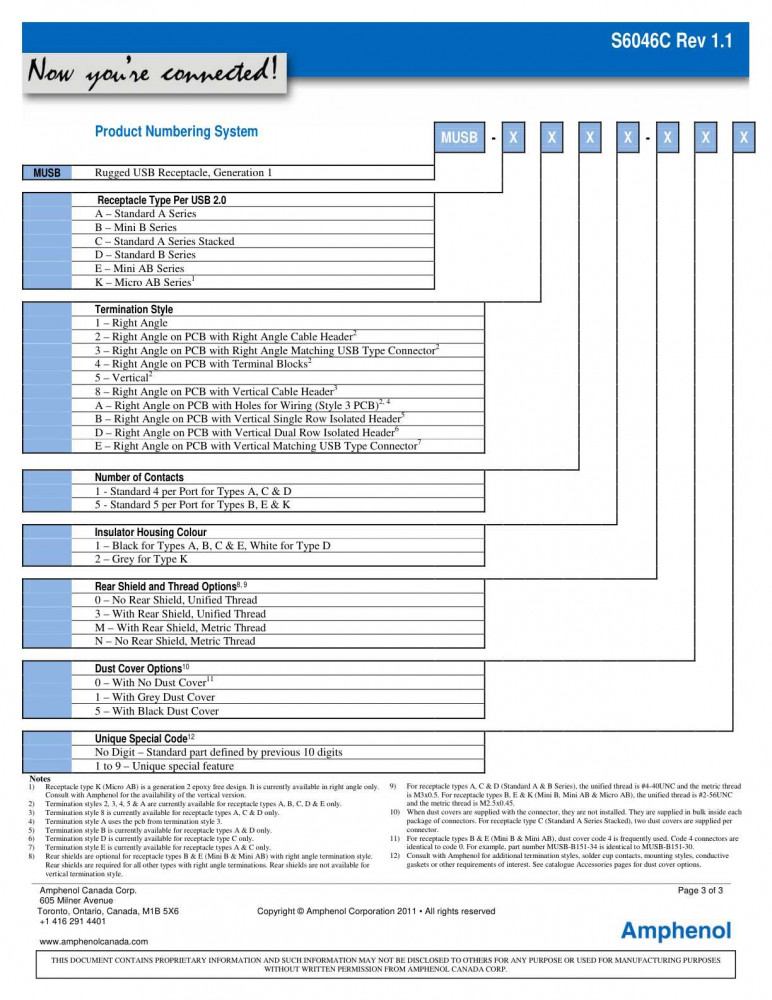 Amphenol MUSB product specification page 3