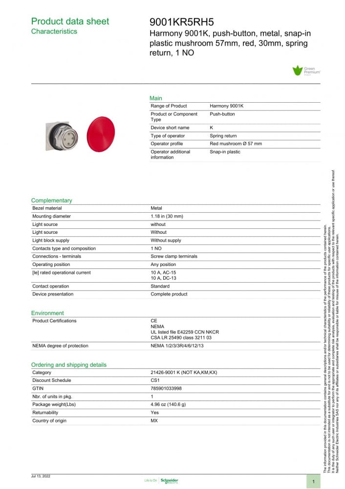 9001KR5RH5 technical document page 1